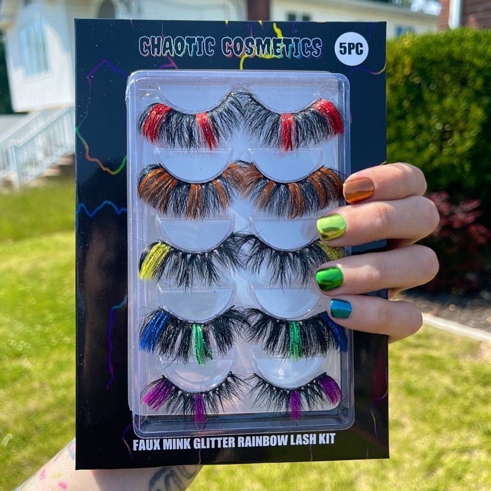 Rainbow Glitter Faux Mink lash Set – Chaotic Cosmetics